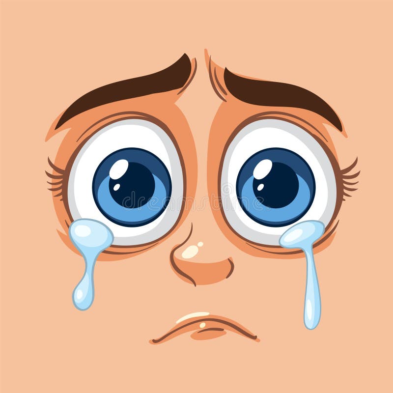 A sad crying face stock vector. Illustration of vector - 319564709