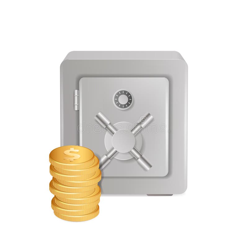 Vector Safe with Gold Coins. Safe Isolated on White Stock Vector ...