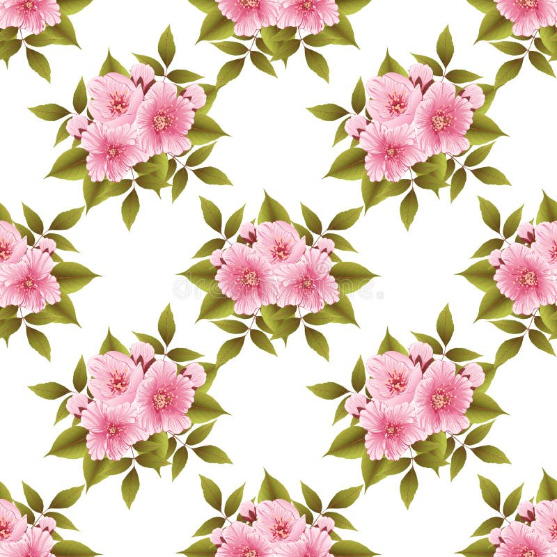 Vector Sakura Flower Seamless Pattern Element. Elegant Cherry Blossom ...