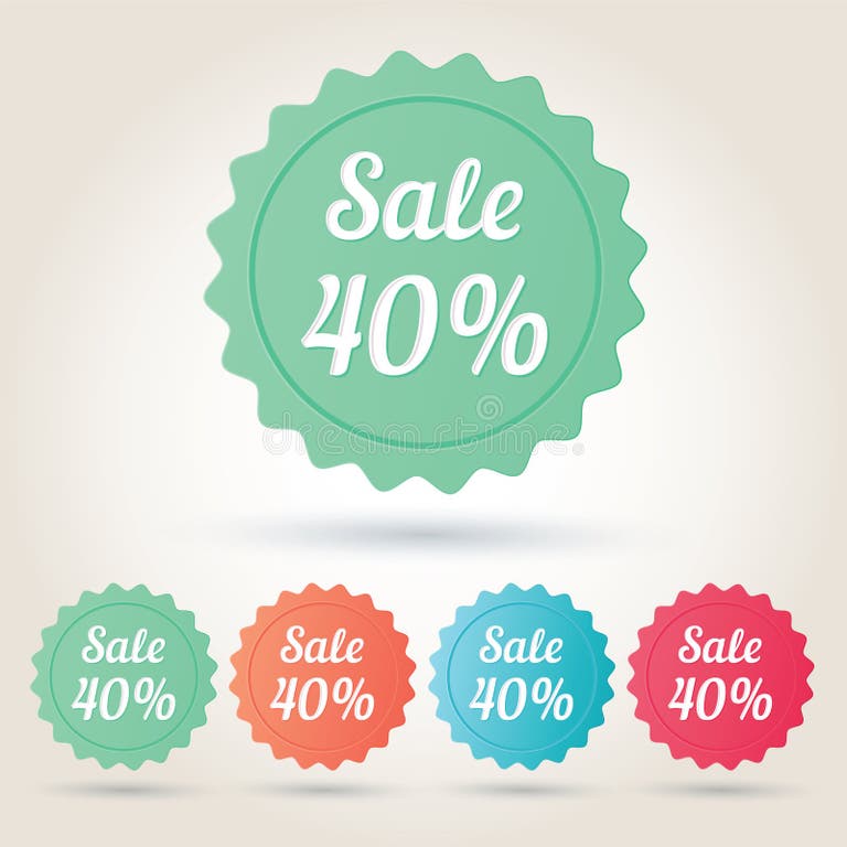 Vector Sale 40 Badge Sticker Stock Vector - Illustration of green ...