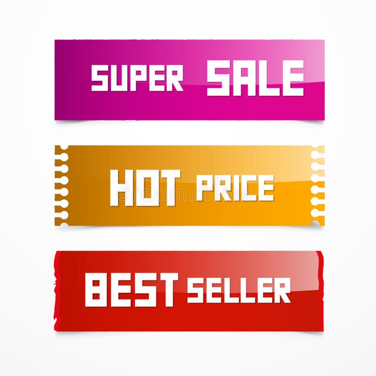 Vector Sale Pink, Orange and Red Labels Stock Vector - Illustration of ...