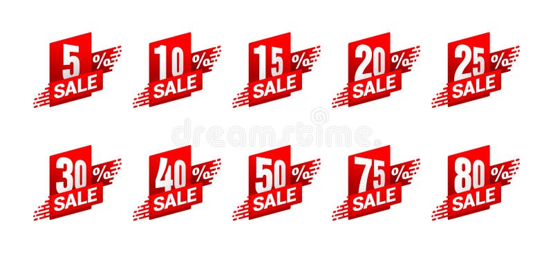 Sale Tags Set with Different Percentage Stock Vector - Illustration of ...