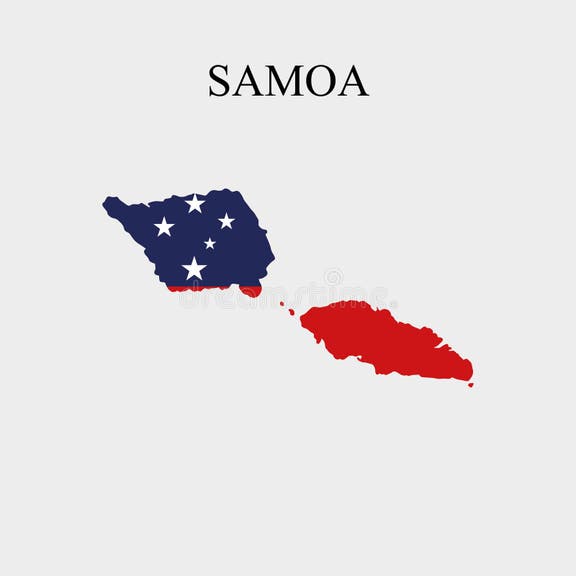 Vector of Samoa Flag on Samoa Map. Stock Vector - Illustration of ...