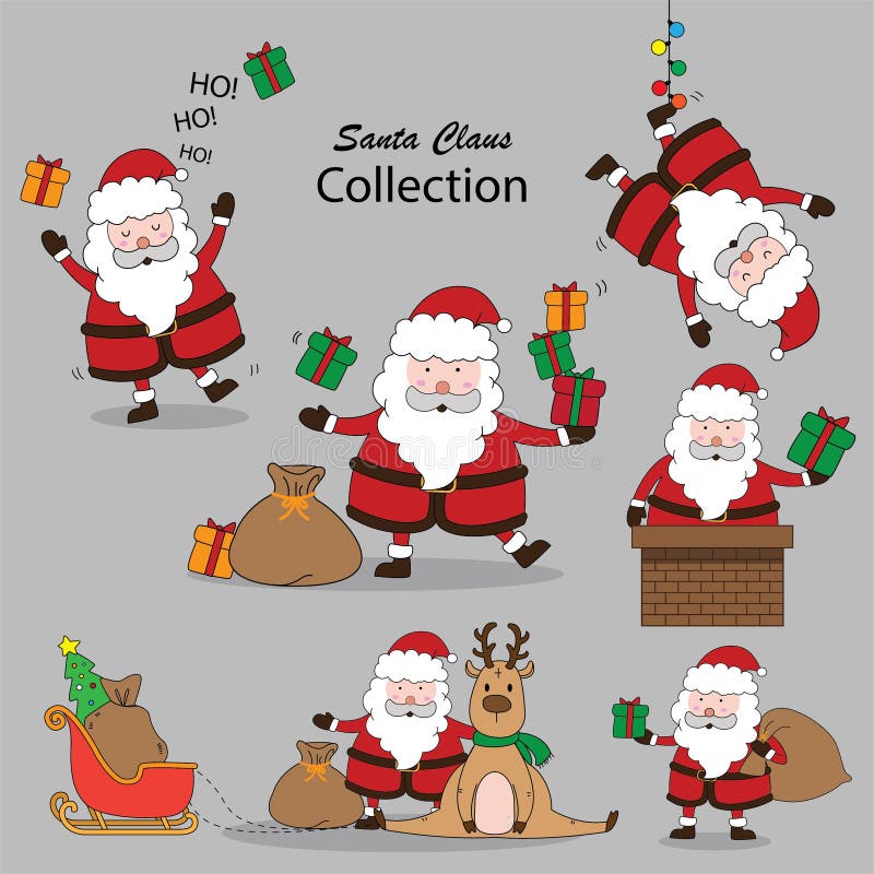 Vector Santa Claus Collection Set Stock Vector - Illustration of color ...