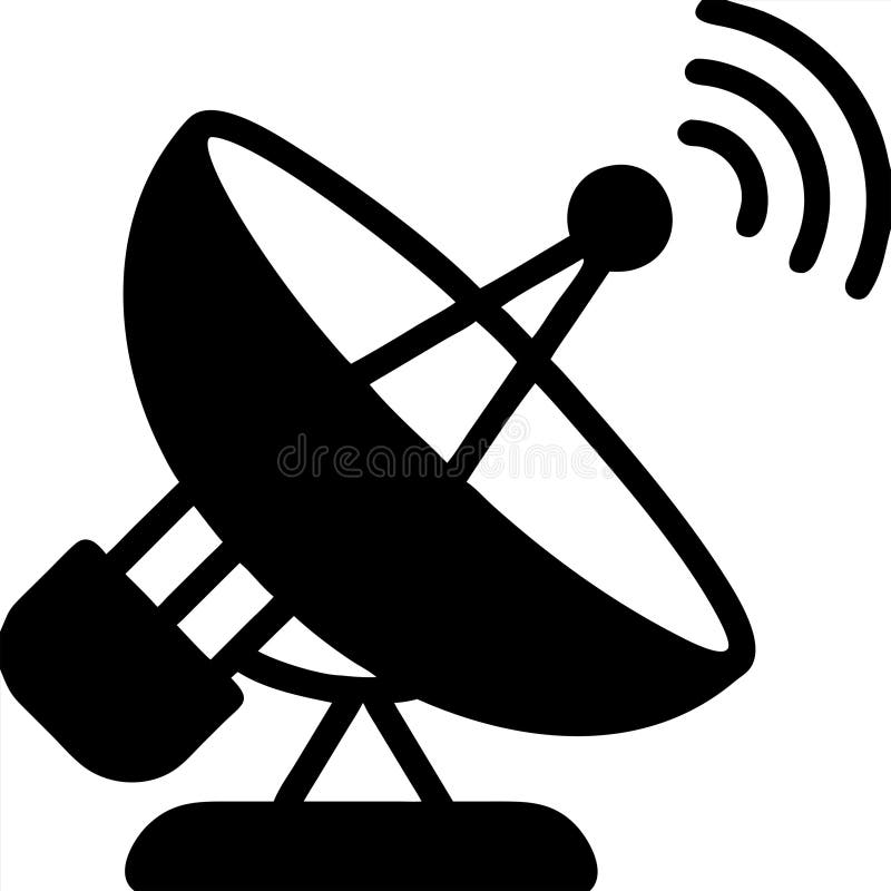 Vector Satellite Dish Symbol for Communication and Broadcasting Signals ...