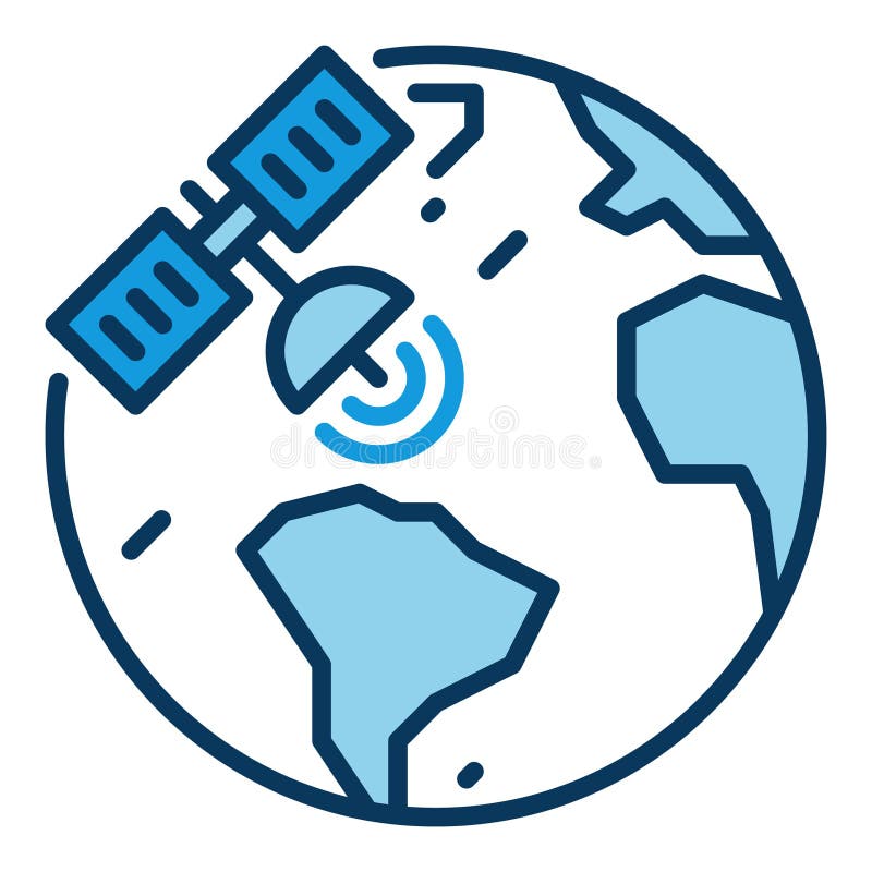 Vector Satellite Internet Access Concept Icon - Earth and Satellite ...