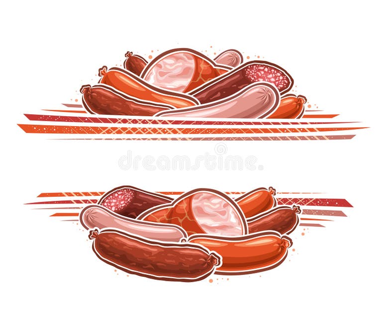 Vector Sausage Border stock vector. Illustration of sausage - 370727412