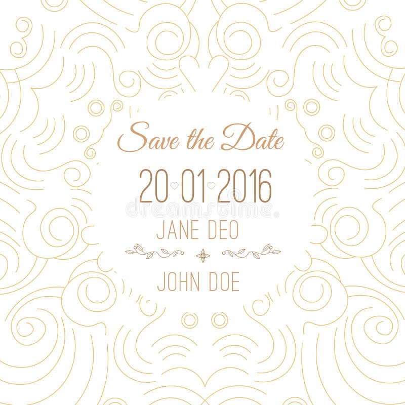 Vector Save the Date Card with Hand Drawn Stock Vector - Illustration ...