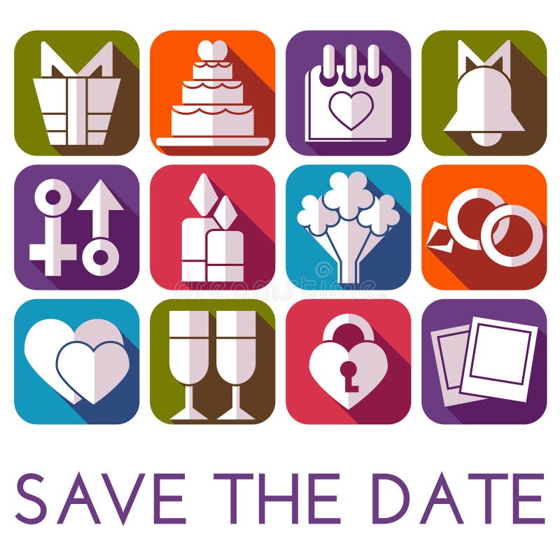 Vector Save the Date Set. Flat Design Stock Vector - Illustration of ...