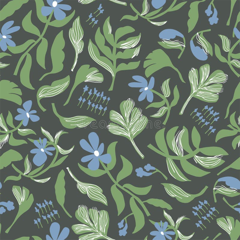 Vector Scandinavian Simple Flower Illustration Motif Seamless Repeat ...