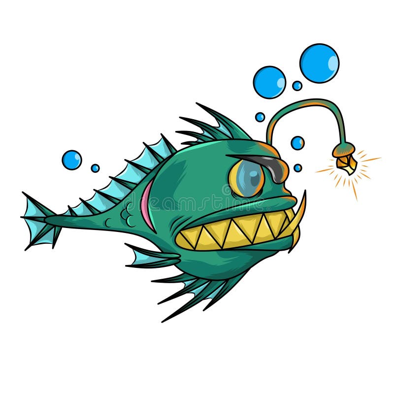 Vector of Scary Green Angler Fish Stock Vector - Illustration of water ...