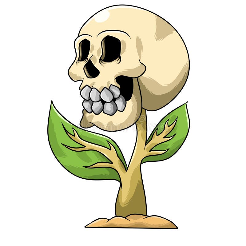 Scary Head Skull Plant Green Leaf Stock Vector - Illustration of horror ...