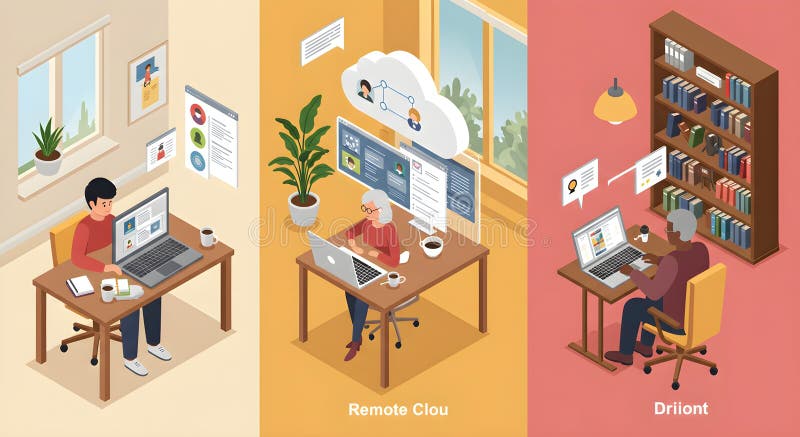 Remote Teamwork Collaboration in Modern Isometric Workspace with ...