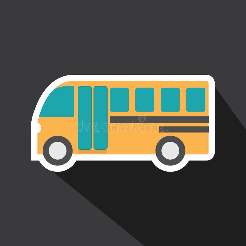 Vector of School Bus Car with Long Shadow Stock Vector - Illustration ...