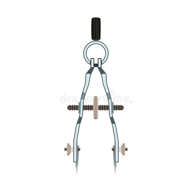 Vector School Compass Flat Illustration Stock Vector - Illustration of ...