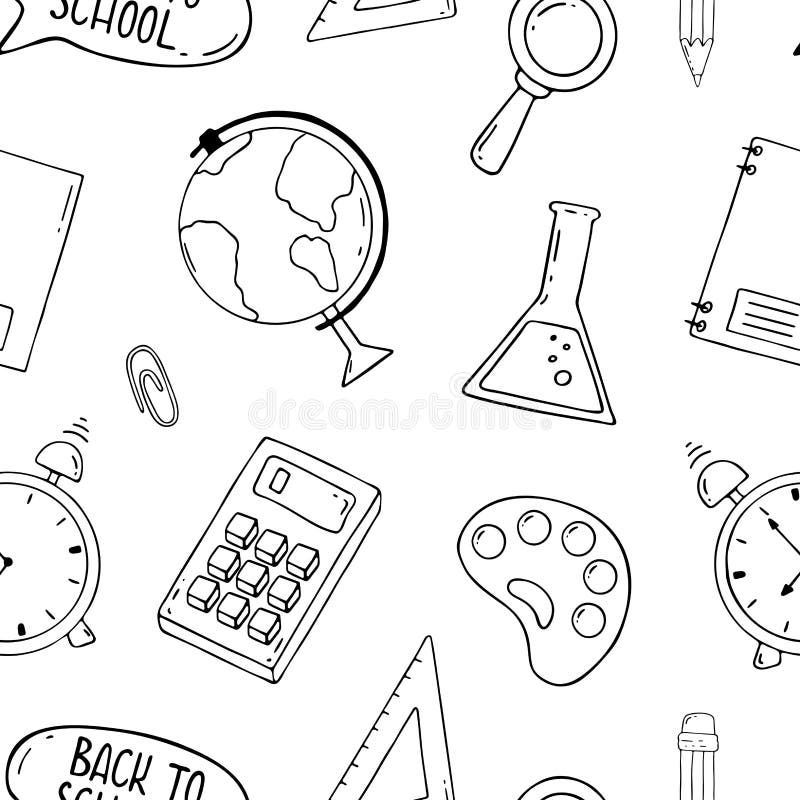 Vector School Icons Seamless Pattern. Back To School, Education, Study ...