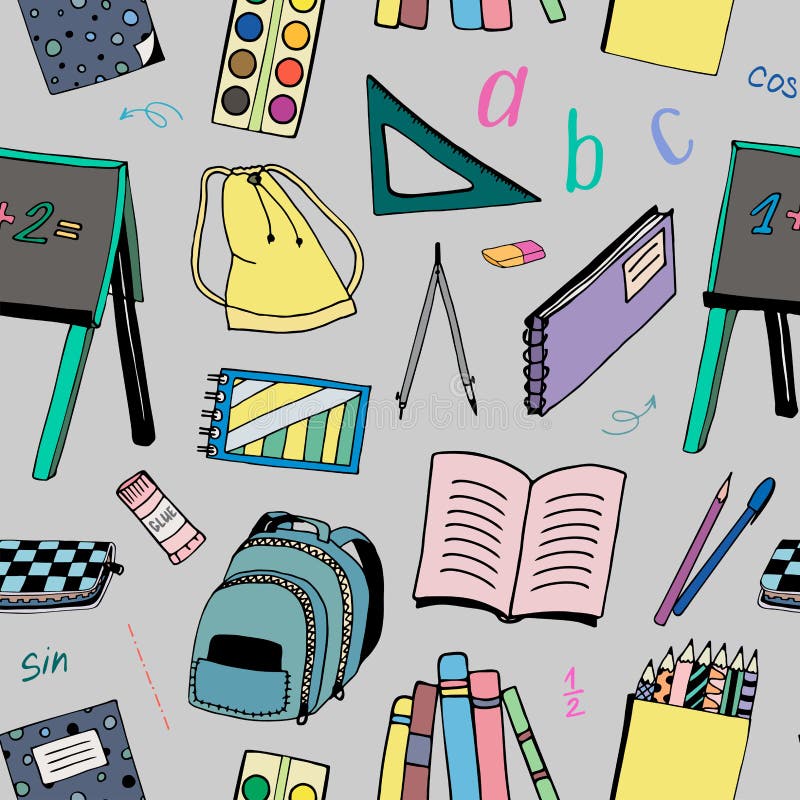 Vector School Icons Seamless Pattern. Back To School, Education, Study ...