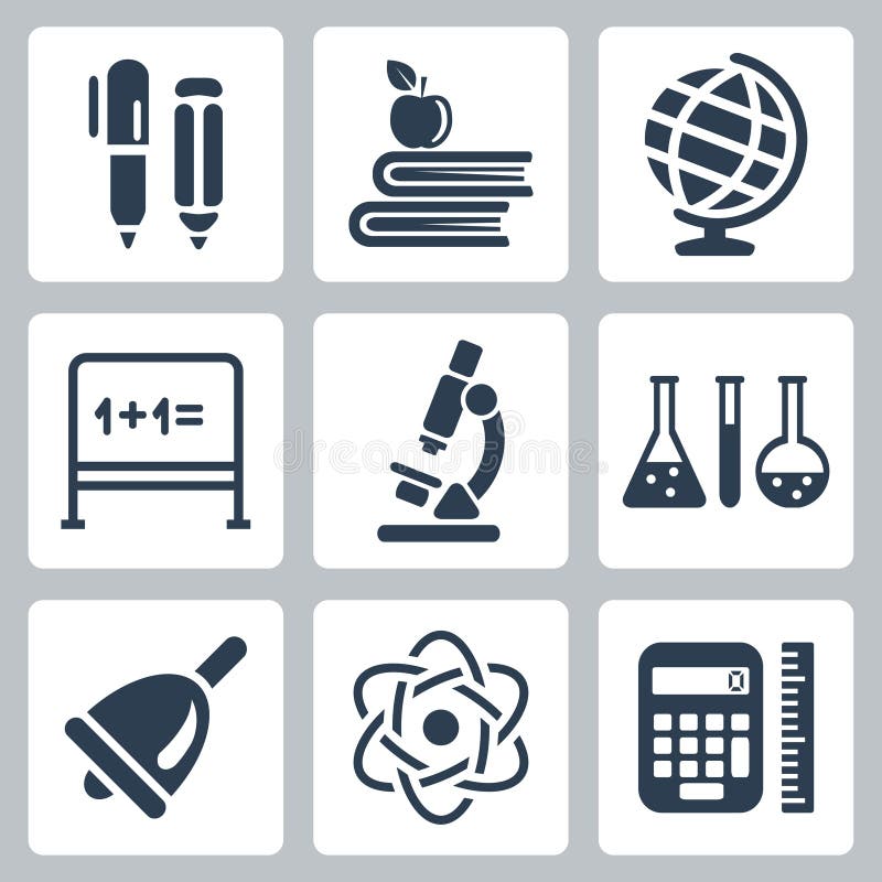 Vector School Subjects Icons Set: Literature, Art, History, Music ...