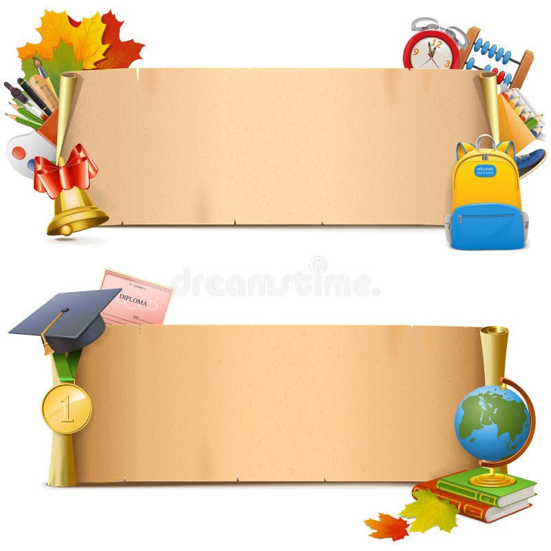 Vector School Paper Scrolls Stock Vector - Illustration of education ...