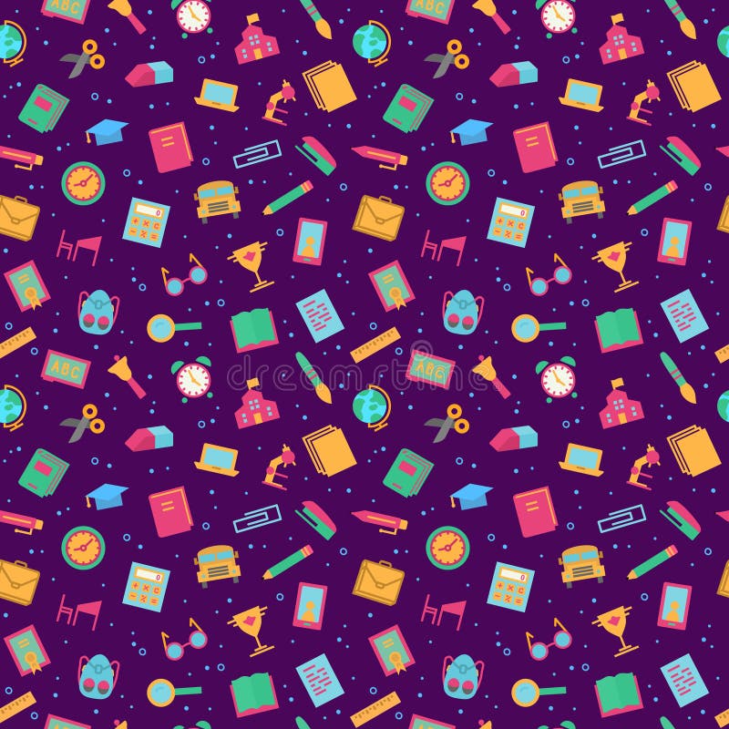 Vector School Pattern with Modern Colorful Style Stock Vector ...