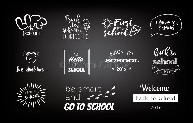 Vector School Stickers, Logos with Calligraphy Elements Stock Vector ...