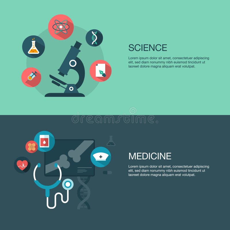 Vector Science and Medicine Banners Stock Illustration - Illustration ...