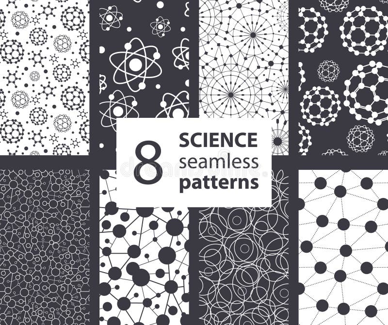 Vector Science Molecules Textures 8 Set Seamless Stock Vector ...