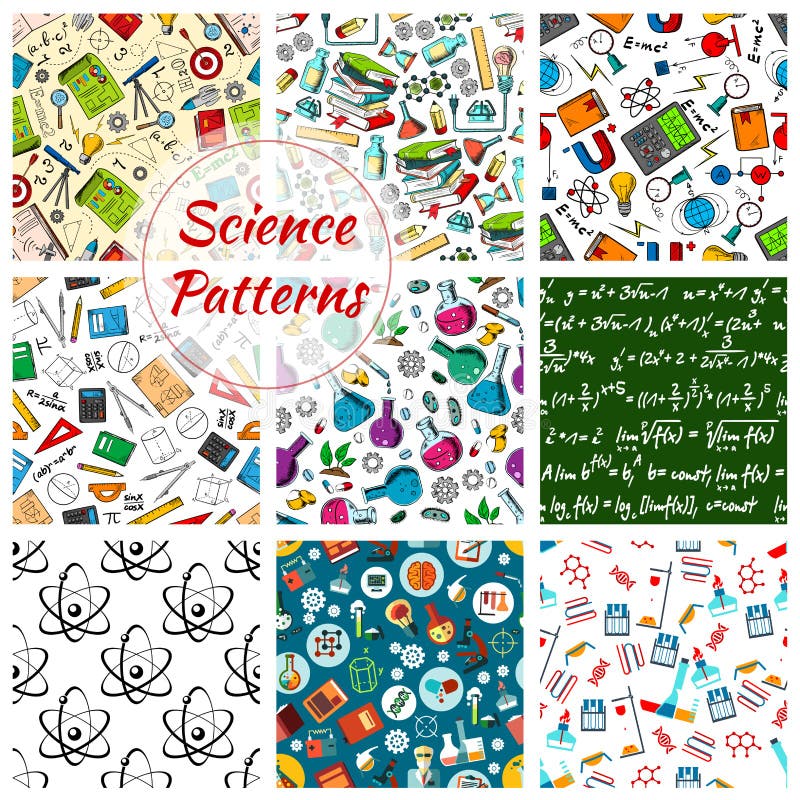 Vector Science Seamless Patterns Set Stock Vector - Illustration of ...