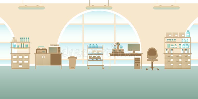 Vector Scientific Laboratory Interior Empty Scene in Flat Style Stock ...