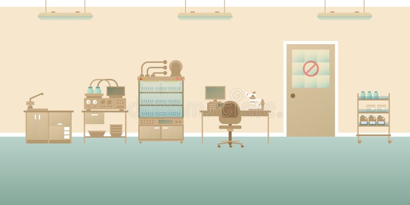 Vector Scientific Laboratory Interior Empty Scene in Flat Style Stock ...