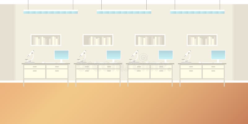 Vector Scientific Laboratory Interior Empty Scene in Flat Style Stock ...