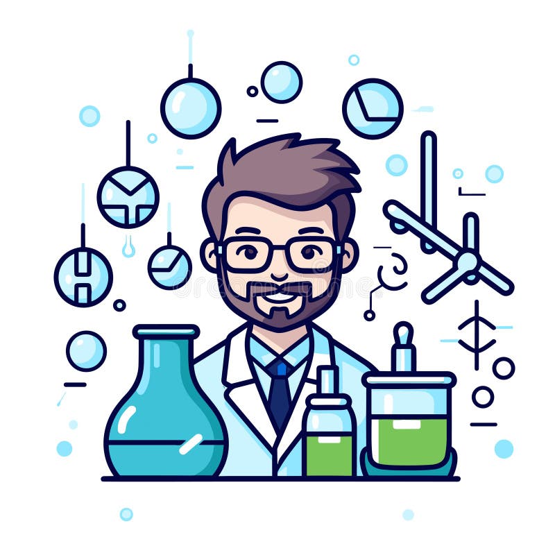 Vector of a Scientist Holding a Beaker in a Laboratory Stock Vector ...