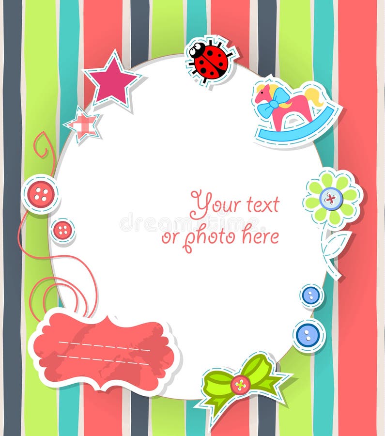 Vector Scrapbooking Kaart Voor Baby Met Tekst Vector Illustratie ...