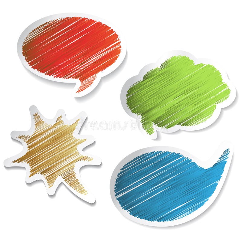 Vector Scratch Speech Bubble Stickers Stock Vector - Illustration of ...