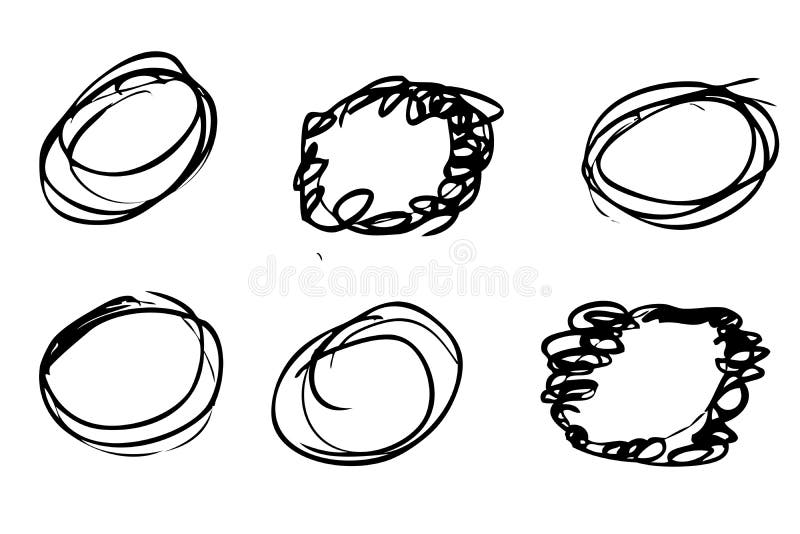 6 Vector Scribble Hand Draw Sketch Circle Frame for Your Design Element ...