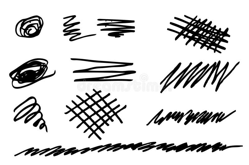Vector Scribble Marker Abstract Shape, Set 10, Isolated on White Stock ...