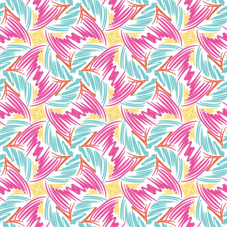 Vector Scribbles Colored Pencils Symmetrical Hand Drawn Marks Doodle ...