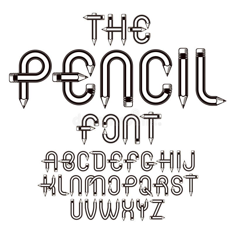 Vector Script, Modern Alphabet Letters Set Constructed with Sharp ...