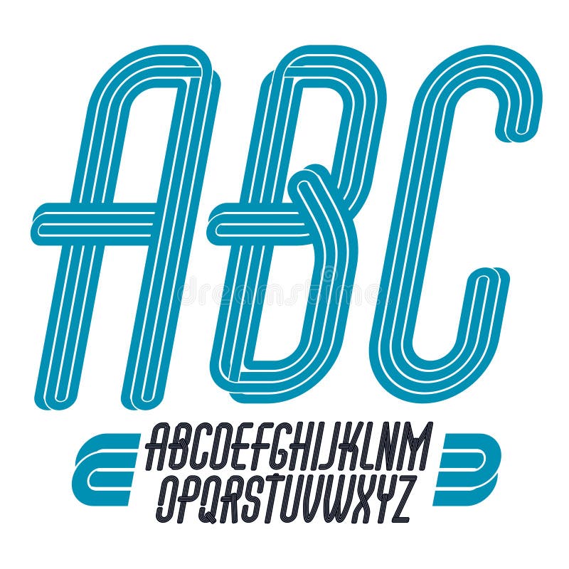 Vector Script, Modern Freaky Alphabet Letters Set with Parallel Lines ...