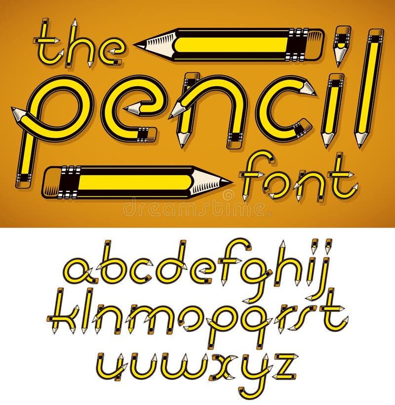 Vector Script from a To Z Created Using Sharp Wooden Pencils, Co Stock ...
