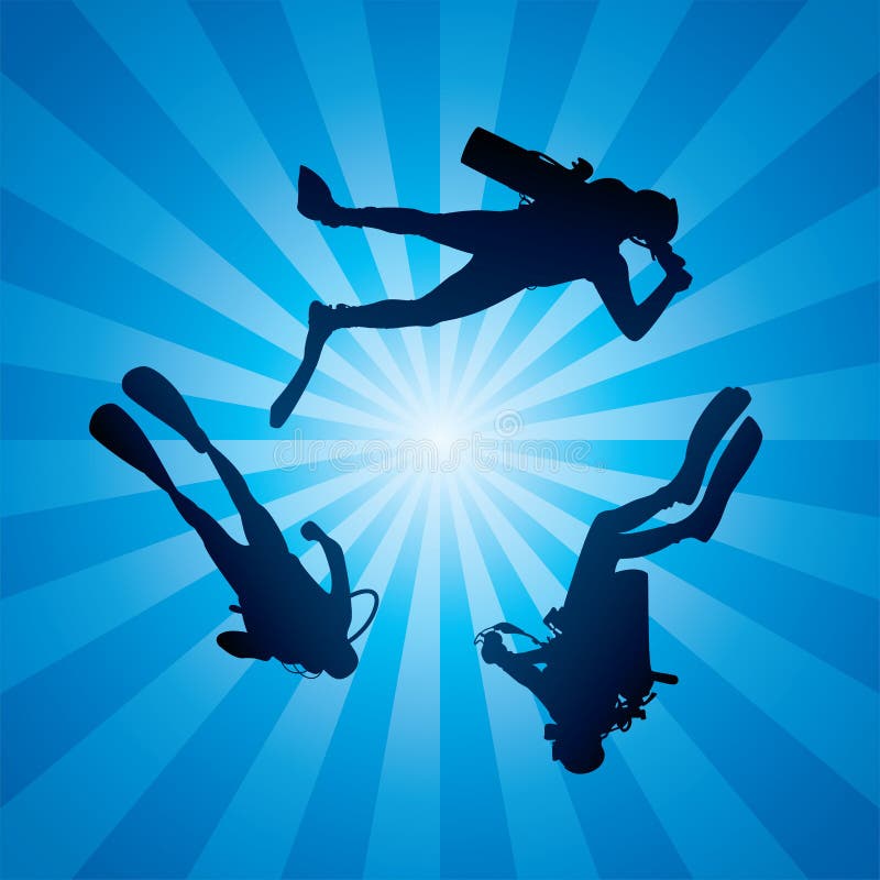 Vector Scuba Divers Underwater Stock Vector - Illustration of pure ...