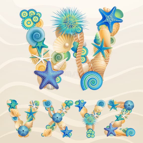 Vector Sea Life Font on Sand Background Stock Vector - Illustration of ...