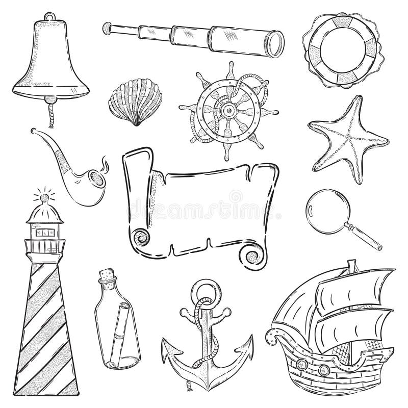 Vector sea set stock vector. Illustration of nautical - 101982415