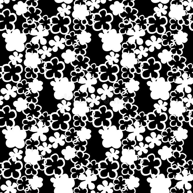 Vector Seamles Pattern Small White Flowers on a Black Stock Vector ...