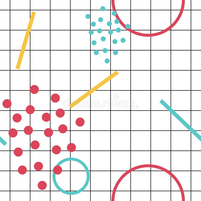 Vector Seamless Abstract Background with Geometric Shapes in Memphis ...