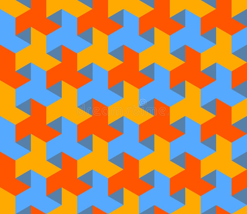 Vector Seamless Abstract Geometric Hexagonal Triangle Pattern in Blue ...