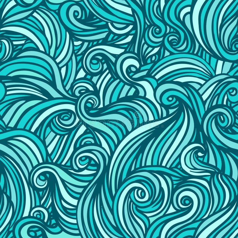 Vector Seamless Wave Hand-drawn Pattern, Waves Background (seaml Stock Vector - Illustration of ...