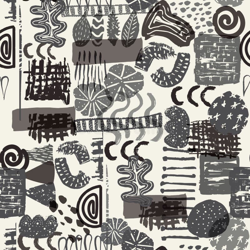 Vector Seamless Abstract Organic and Geometric Shape Pattern ...