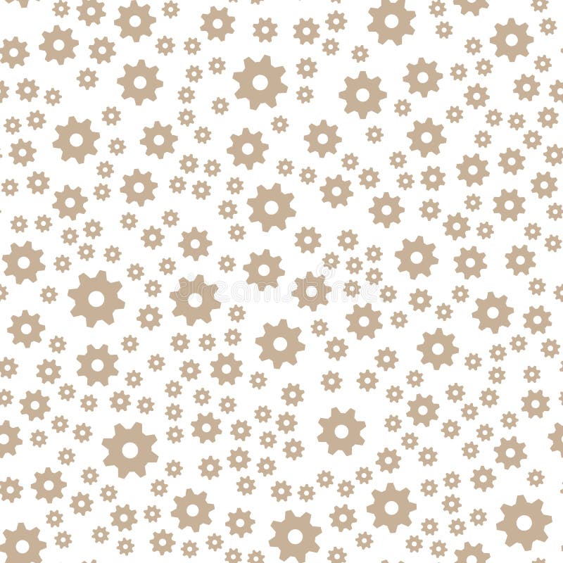 Vector Seamless Abstract Pattern. Beige Cogs on White Background Stock ...