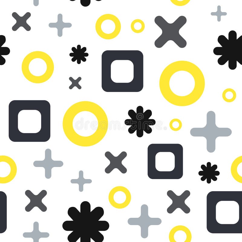 Vector Seamless Abstract Pattern with Cross, Plus Marks, Squares and ...